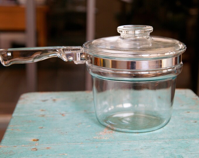 Vintage Pyrex Flameware Double Boiler Insert Replacement With Lid PYREX ...