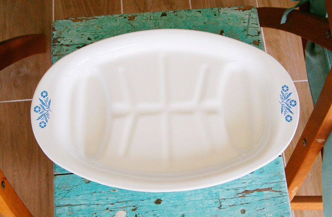 Vintage Corning Ware Cornflower Blue Pattern Meat Platter P-19 Broiler ...