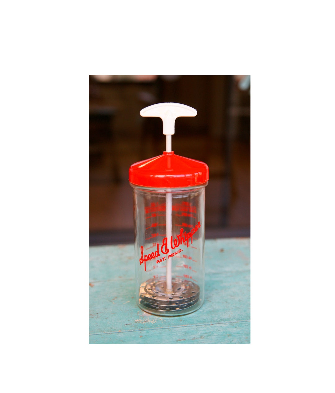Vintage Speed E Whipper Glass Jar With Metal Plunger and Handle Retro ...