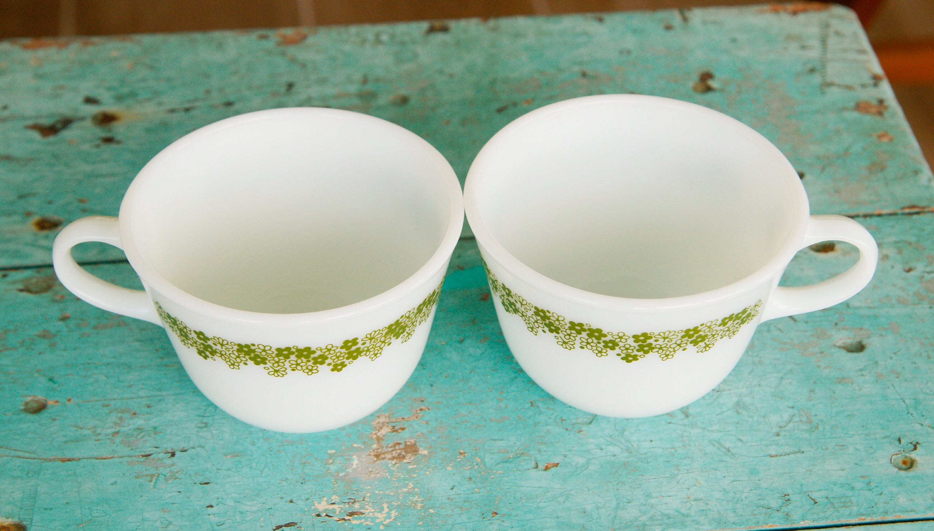 Vintage Pyrex Spring Blossom Pattern Milk Glass Corning Cups - Etsy