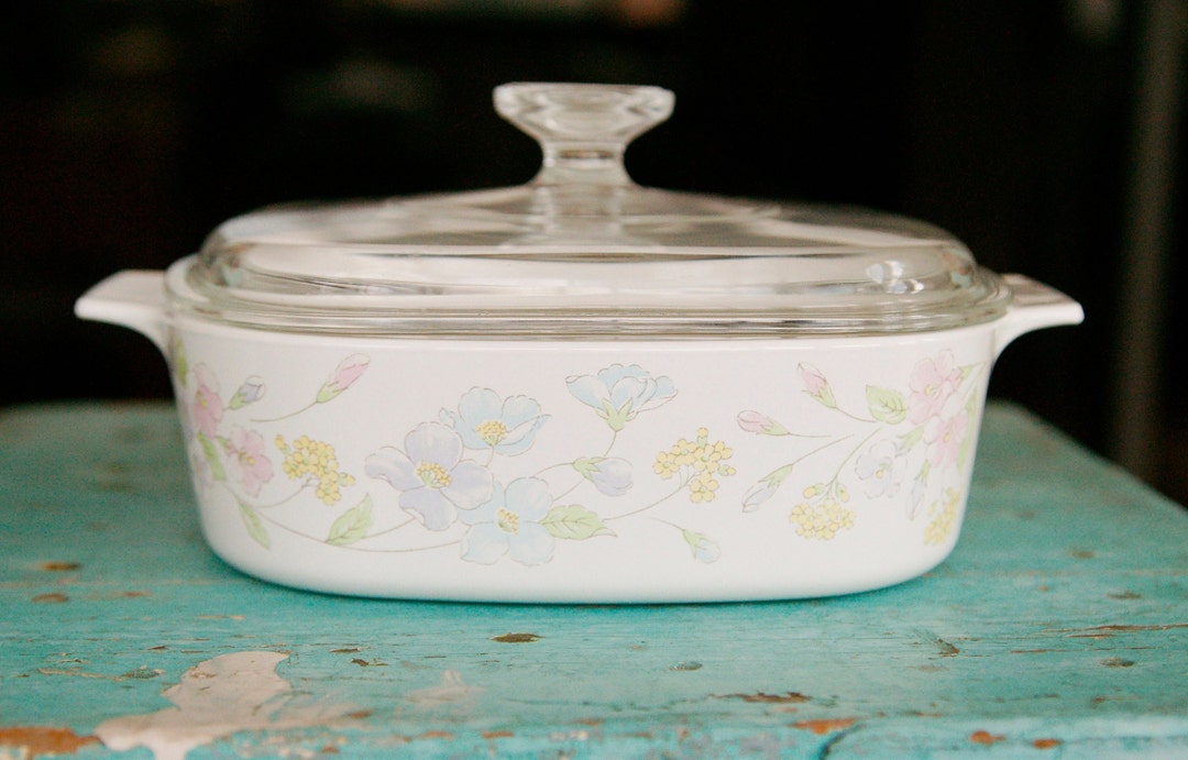 Vintage Corning Ware Pastel Bouquet Casserole Dish With Lid (2 Liter ...