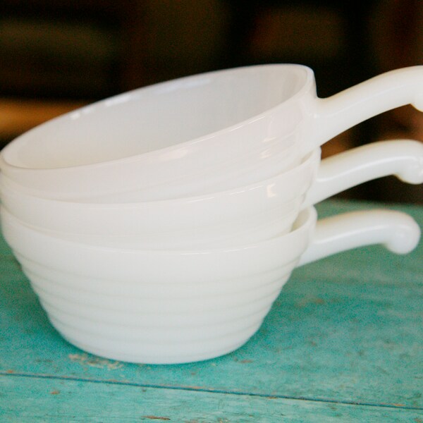 Anchor Hocking Fire King Milk Glass Bowls With Handle - Etsy