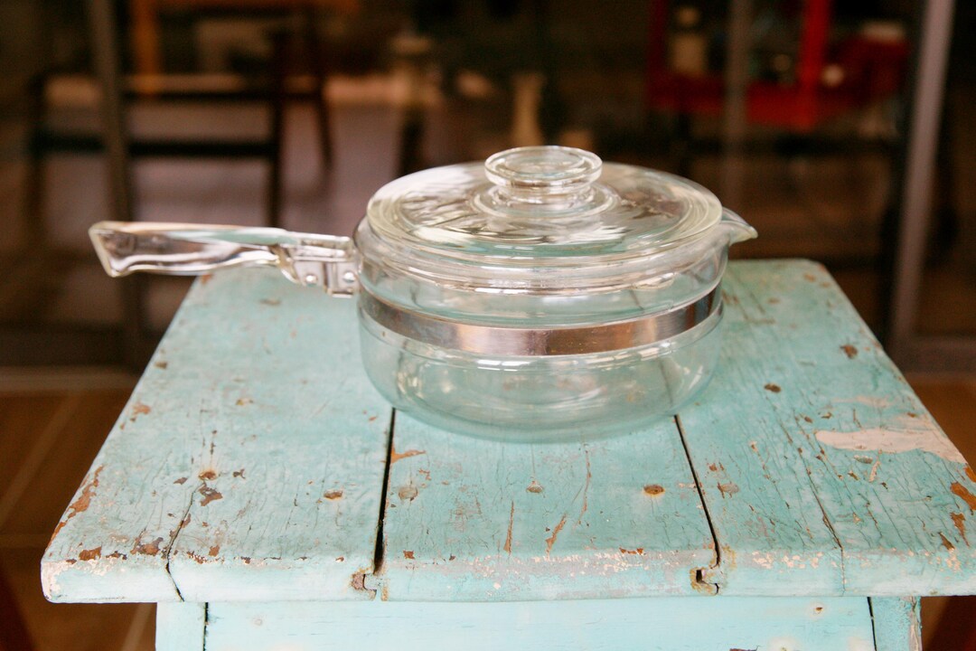 Vintage Pyrex Flameware Pot With Lid PYREX Insert Glass Stovetop Pots ...
