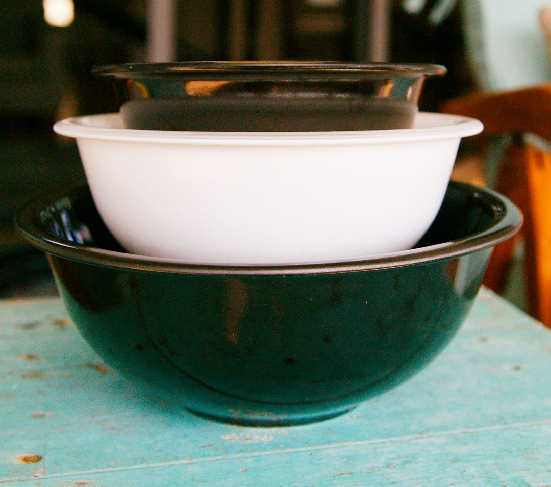 Vintage Pyrex Black and White Clear Bottom Glass Nesting - Etsy