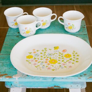 Vintage Corelle Spring Meadow Pattern Platter, Cups and Creamer by ...