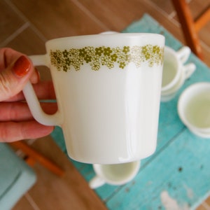 Vintage Pyrex Spring Blossom Pattern Milk Glass Corning USA Cups Coffee ...