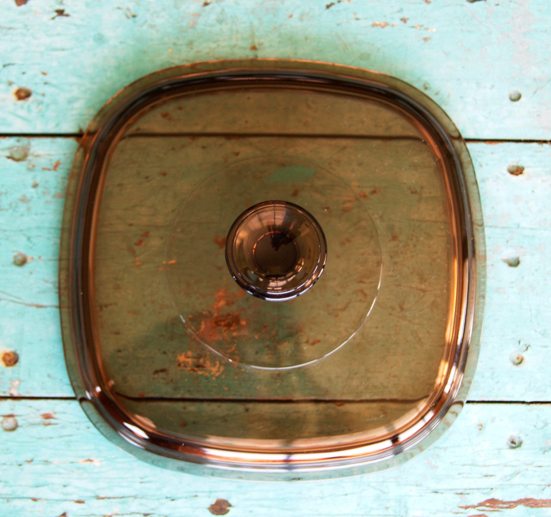 Vintage Pyrex Casserole Dish Square Lid Replacement Brown Glass Lid ...