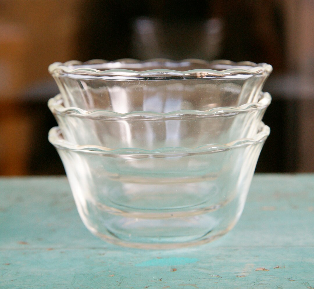 Vintage Fire King Clear Glass Ramekin Cups Custard Dishes 424 Set of (3 ...