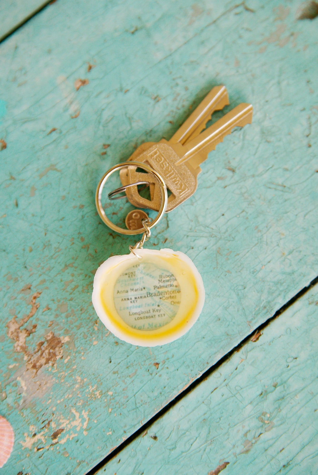 Anna Maria Island Map Dosina Shell Keychain Auger Seashell - Etsy