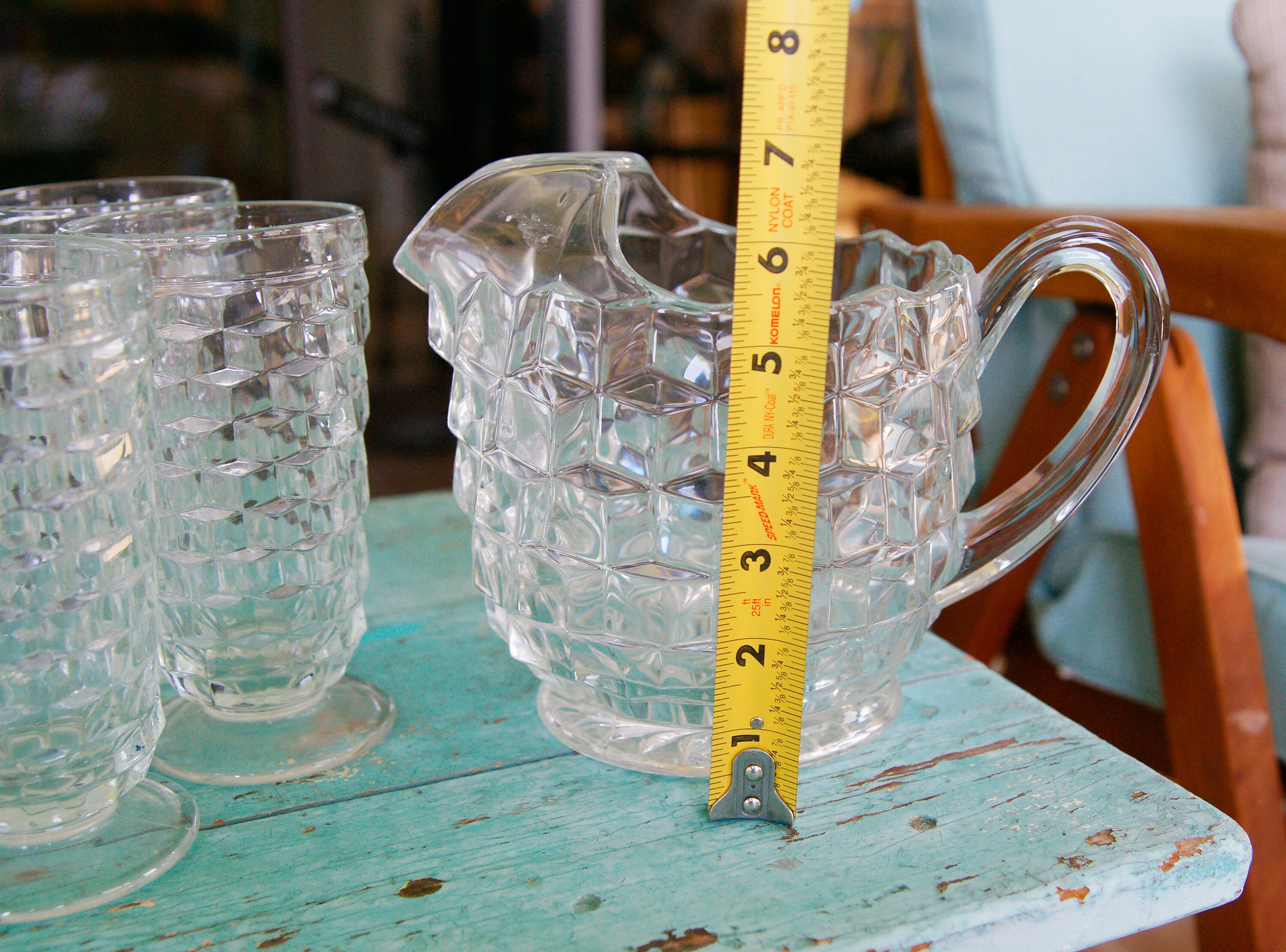 Vintage Whitehall Cubist Glass Pitcher With Tumblers: MCM Water Set - Etsy