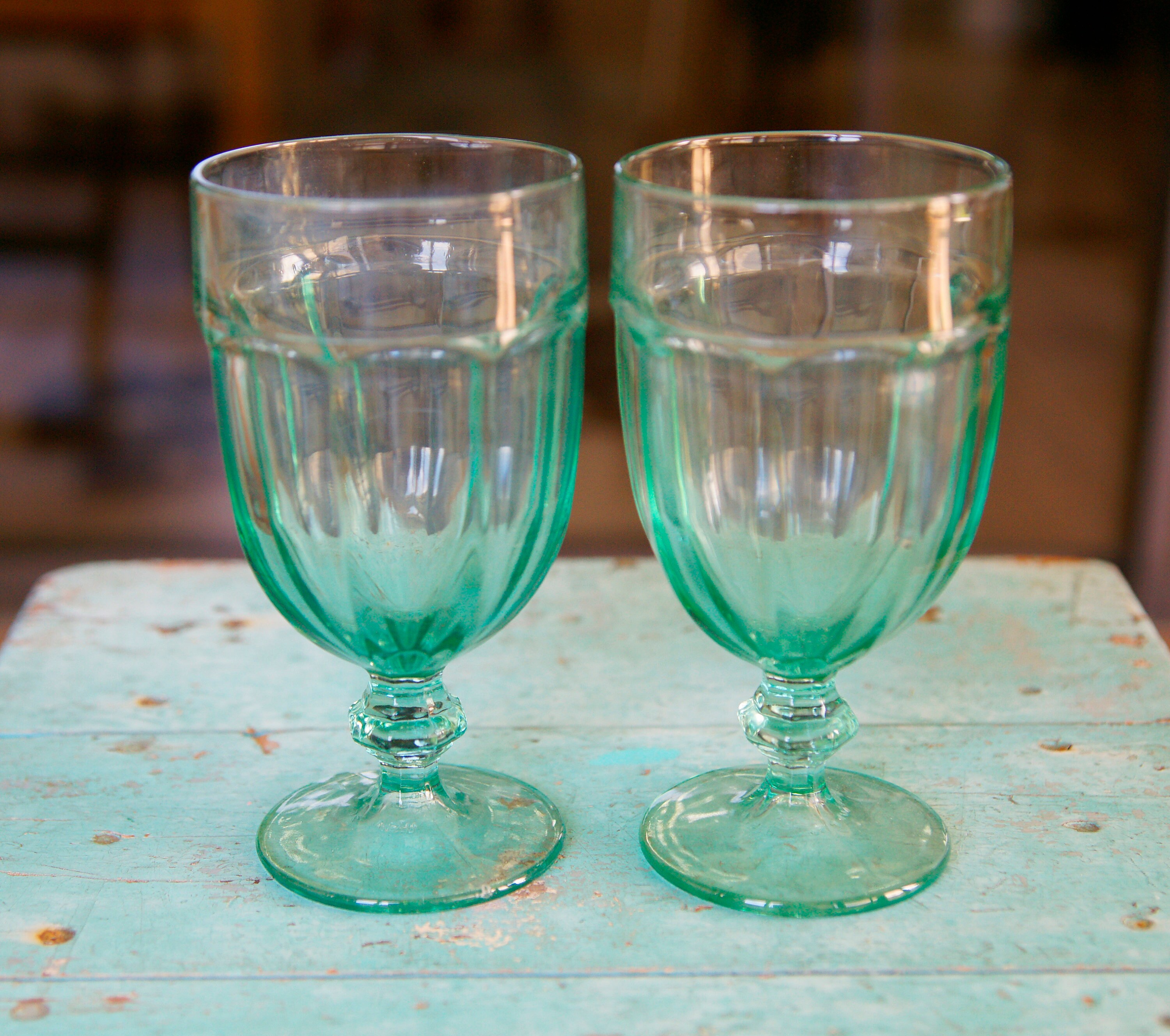 Vintage Libbey Gibraltar Teal Glass Goblets: Duratuff Stemware Set - Etsy