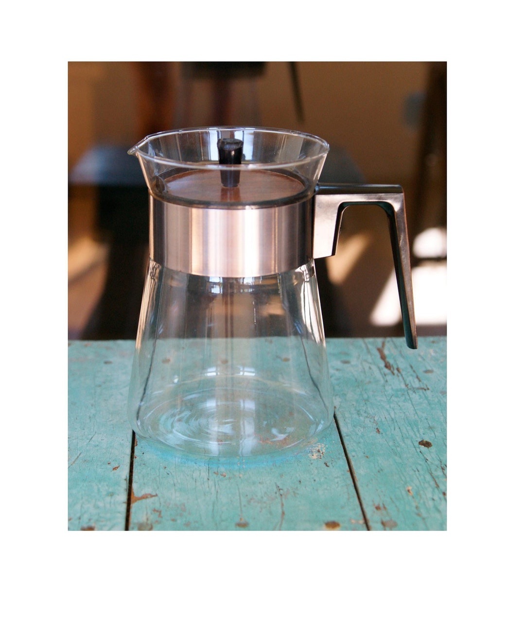 Vintage Pyrex Glass Coffee Carafe Wood Lid Black Handle Heat Proof 8 ...