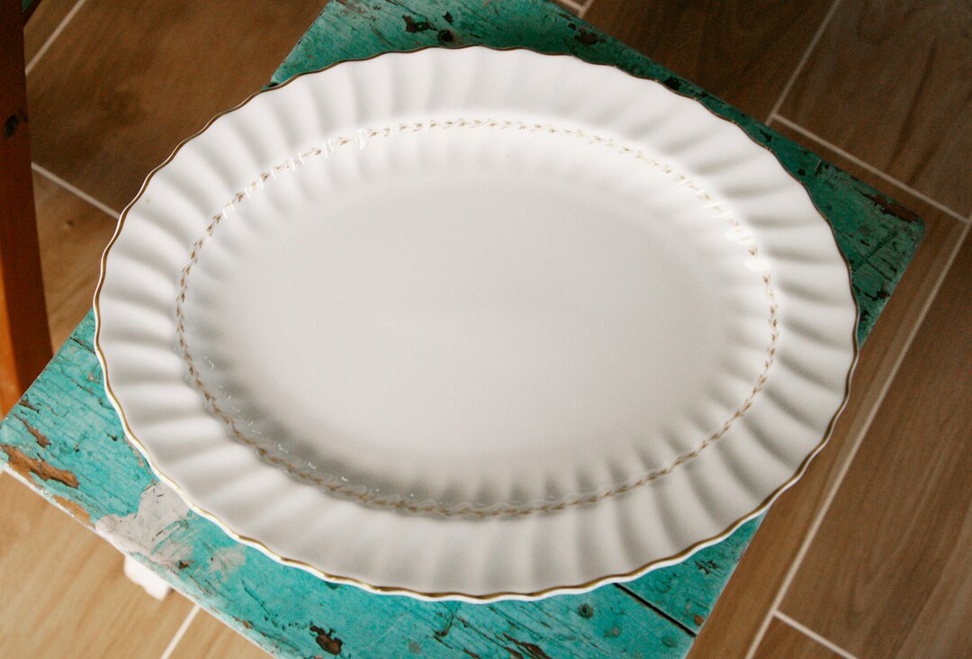 Vintage Royal Doulton Adrian Oval Platter: Fine Bone China With Gold ...