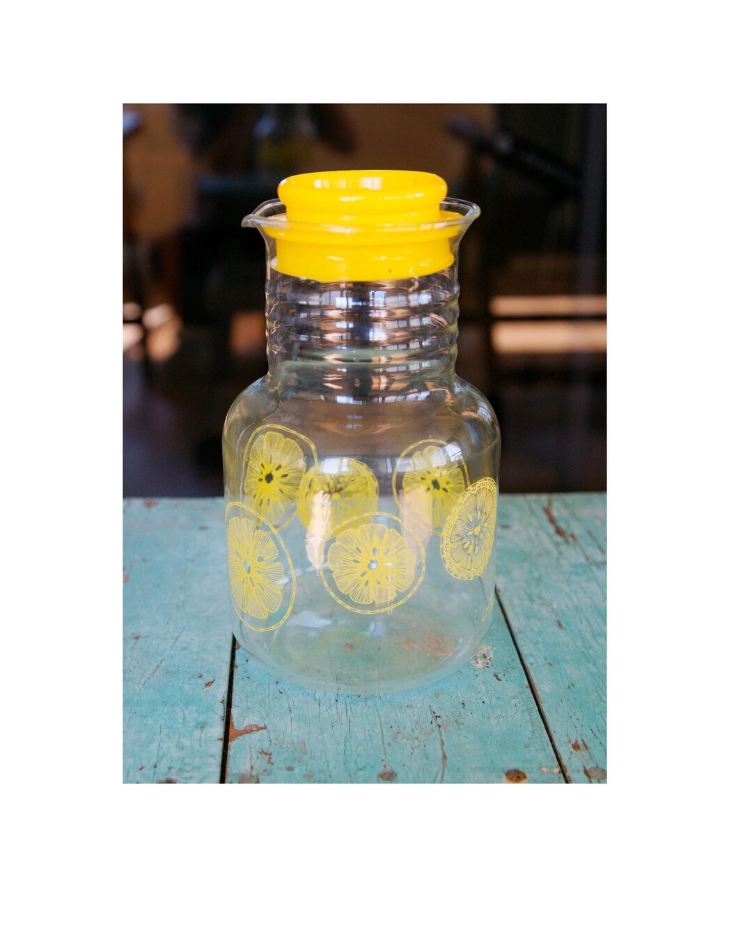 Vintage Pyrex Juice Lemonade Carafe 1.5 Qt Pitcher Jar Yellow Pattern ...