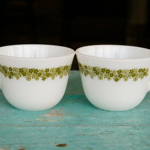 Vintage Pyrex Spring Blossom Pattern Milk Glass Corning Cups Coffee ...