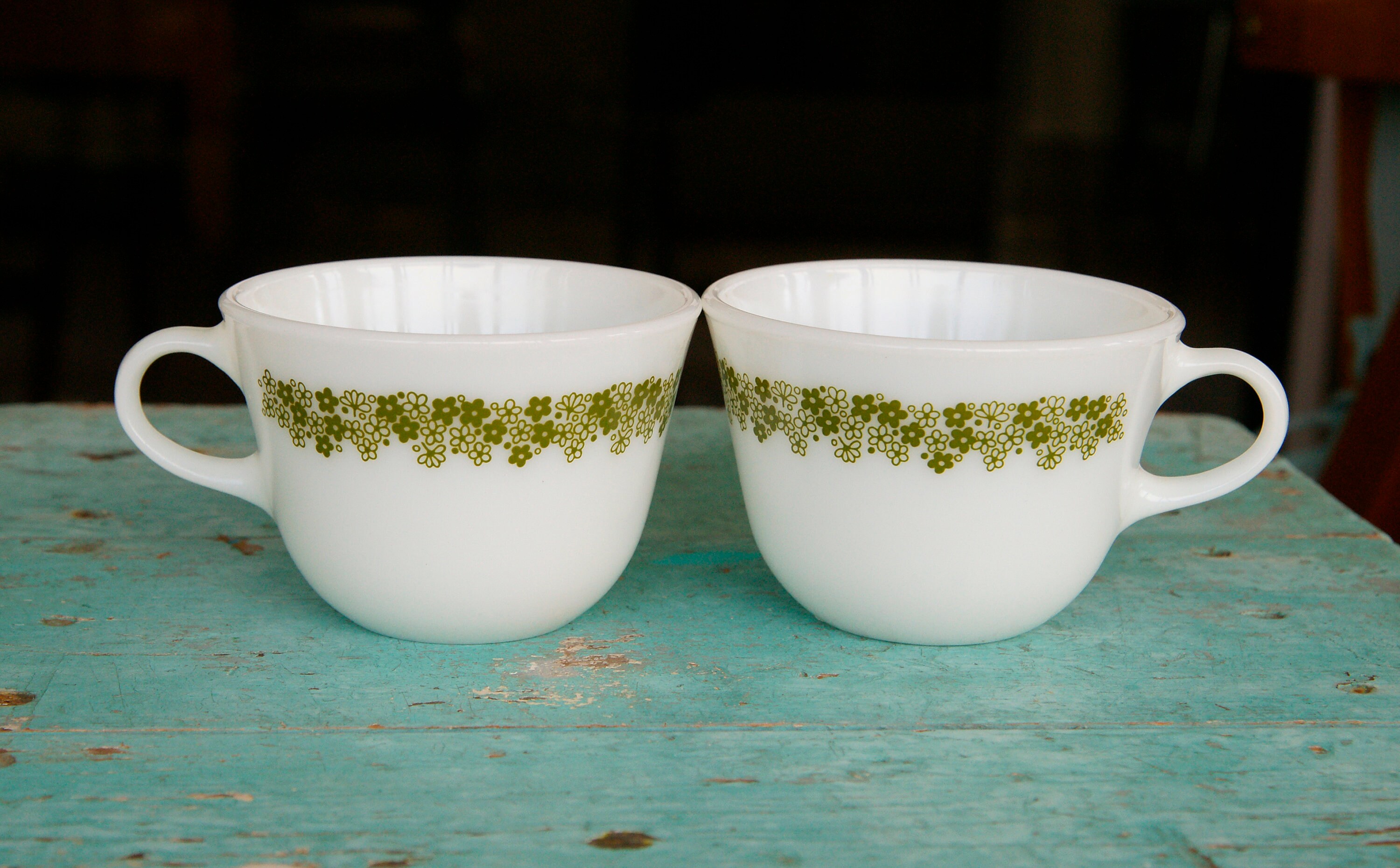 Vintage Pyrex Spring Blossom Pattern Milk Glass Corning Cups - Etsy