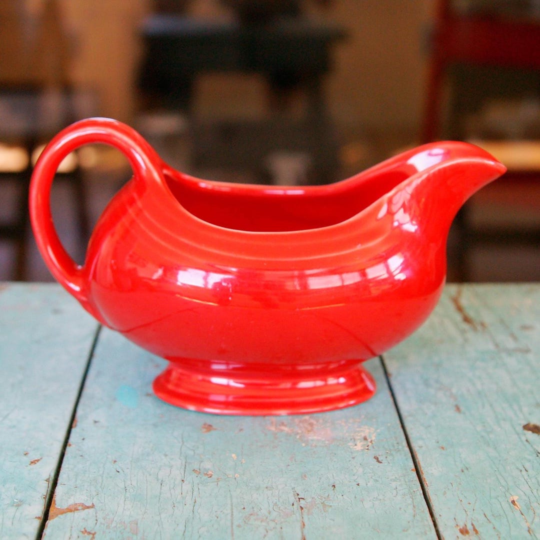 Vintage Fiesta Ware Red Gravy Boat Made in USA Fiestaware Homer ...
