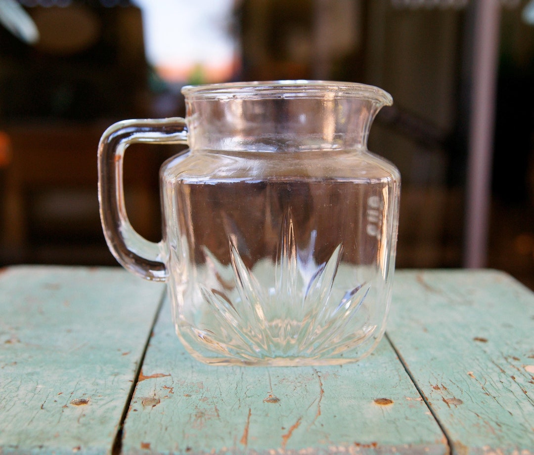 Vintage Federal Clear Glass Star Small Pitcher With D Handle Iced Tea ...