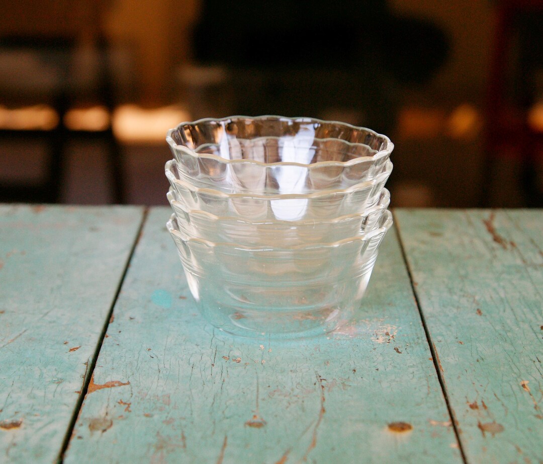 Vintage Pyrex Clear Glass Ramekin Cups Custard Dishes Set of 4 With ...