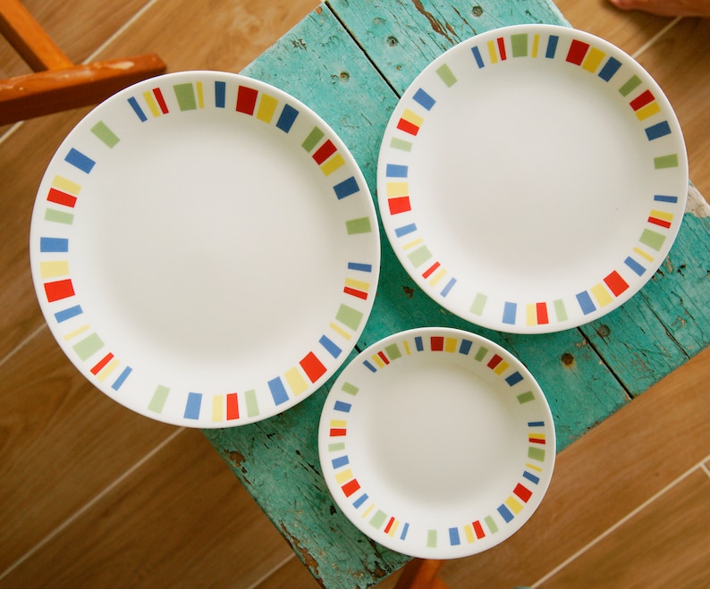 Corelle Memphis Dinner Plates: Colorful Stripes Replacement Plates - Etsy