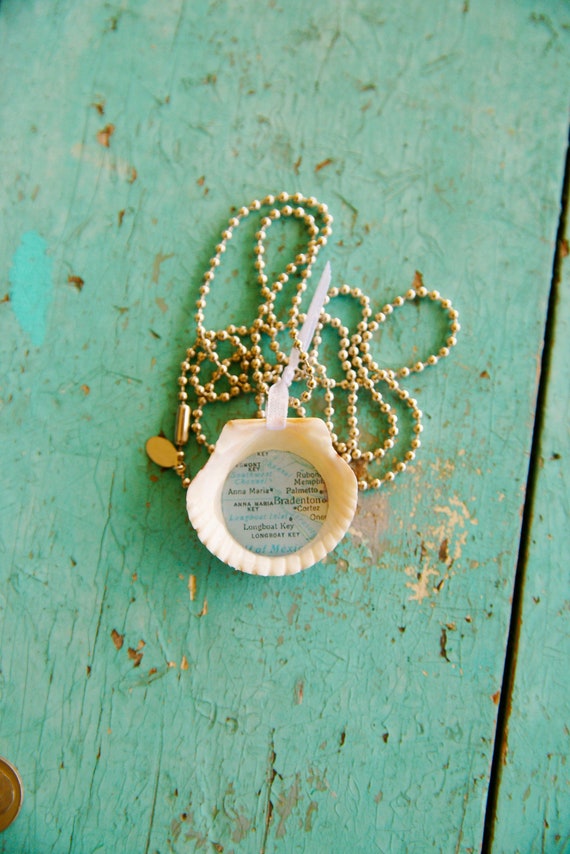 Longboat Key and Anna Maria Island Map Scallop Shell Necklace - Etsy