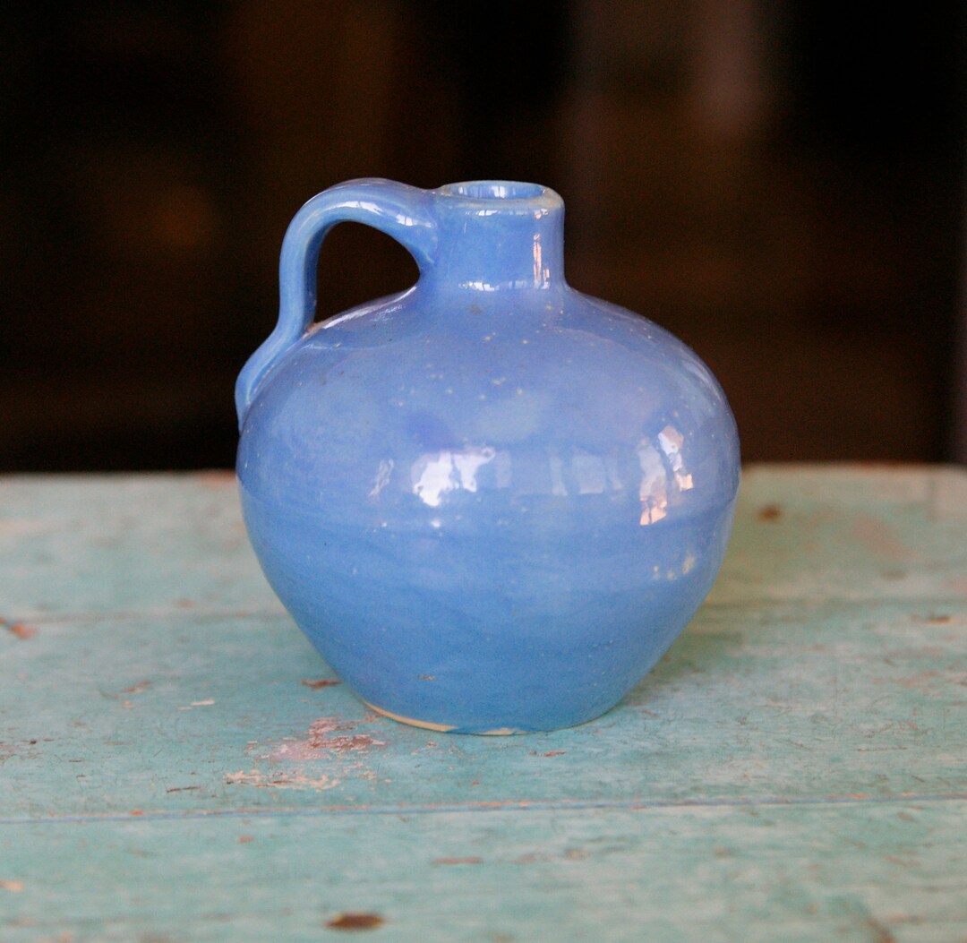 Antique Blue UHL Stoneware Jug 510 Depression Era Primitive Crock ...