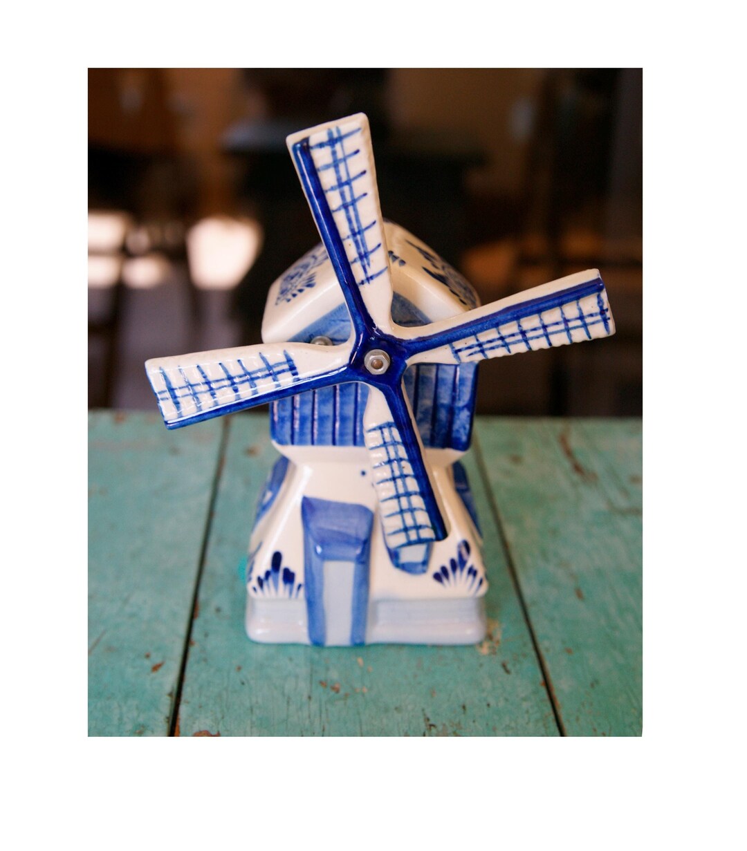 Vintage Delft Blue and White Windmill Music Box Handcrafted Ceramic ...