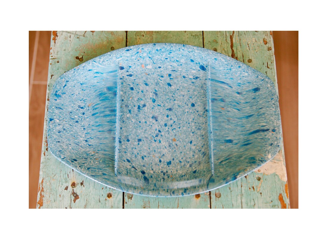 Vintage Oneida Blue Confetti Speckled Melamine Divided Serving Platter ...