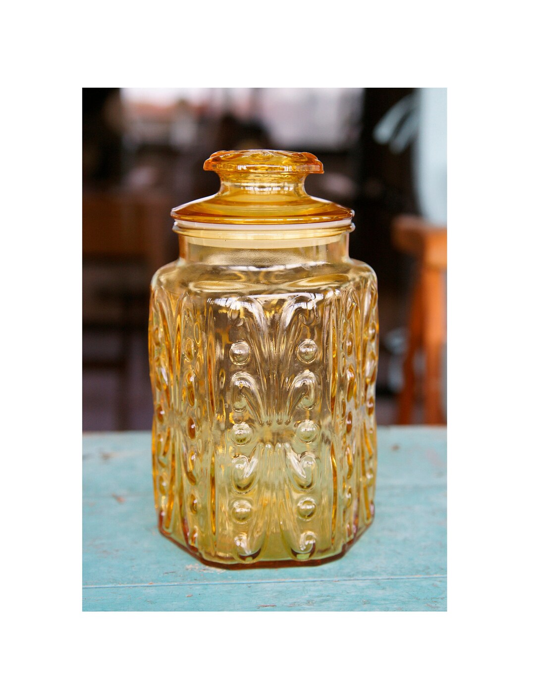 Vintage Federal Gold Yellow Glass Canister Show off Jar 1970s - Etsy