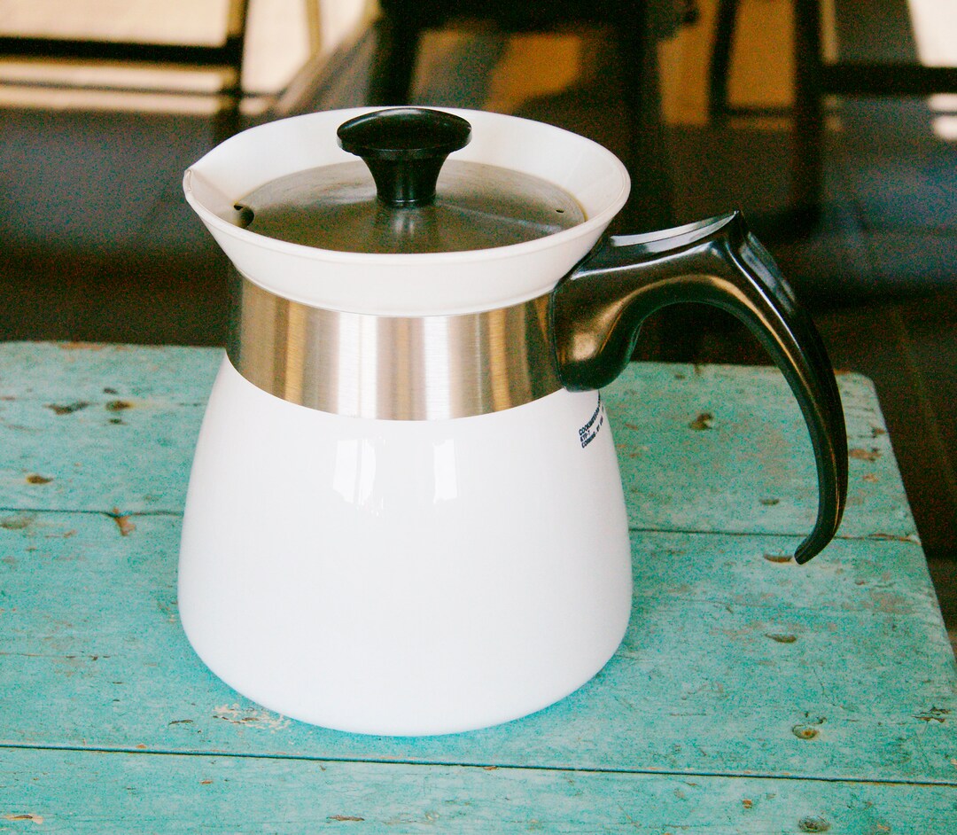 Vintage Cookmates by Corning KTP-7 Tea Pot Kettle White W Lid 7 Cup ...