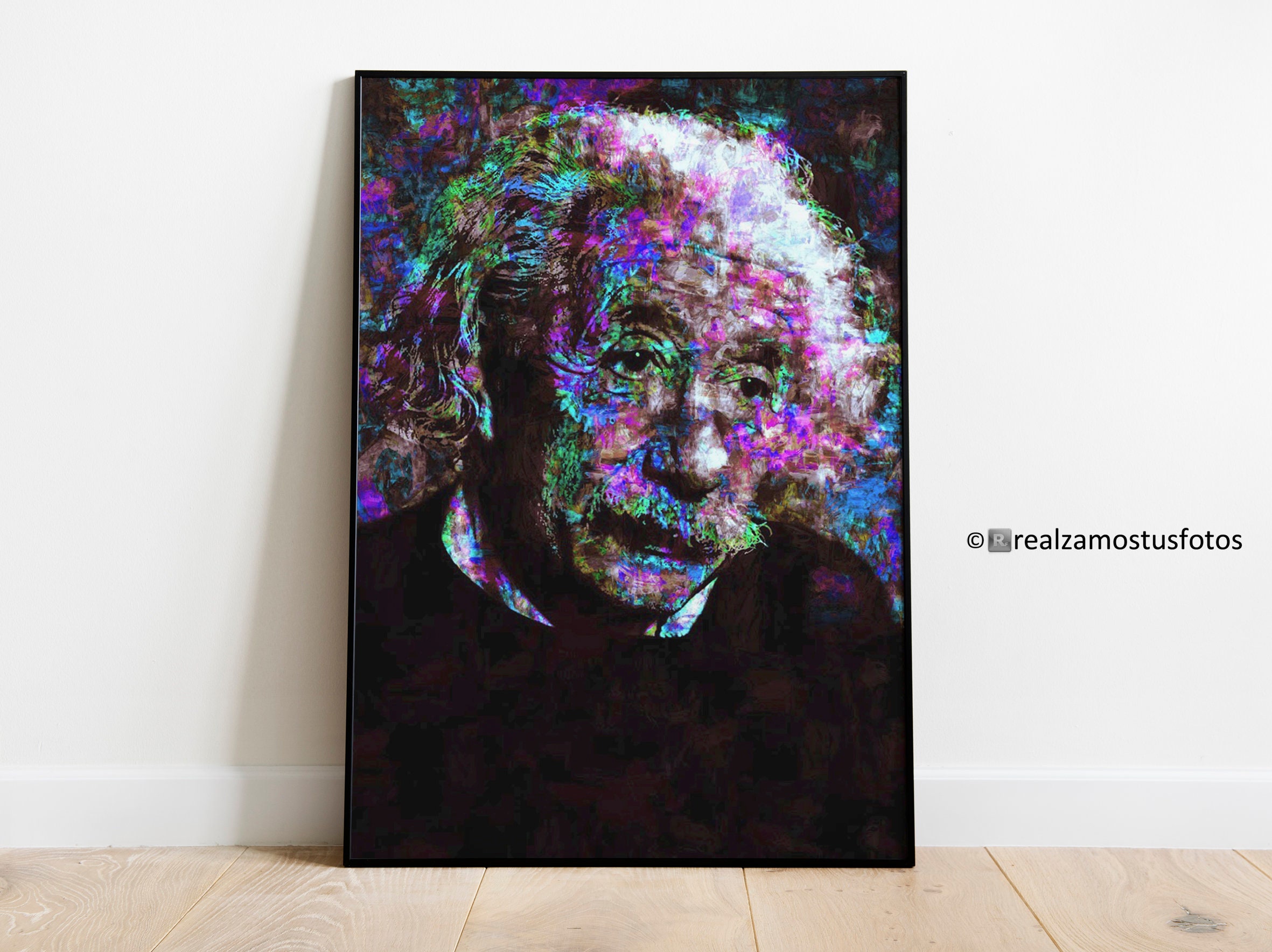 Albert Einstein Color Photo Print, Watercolor Effect, Einstein Wall Art ...