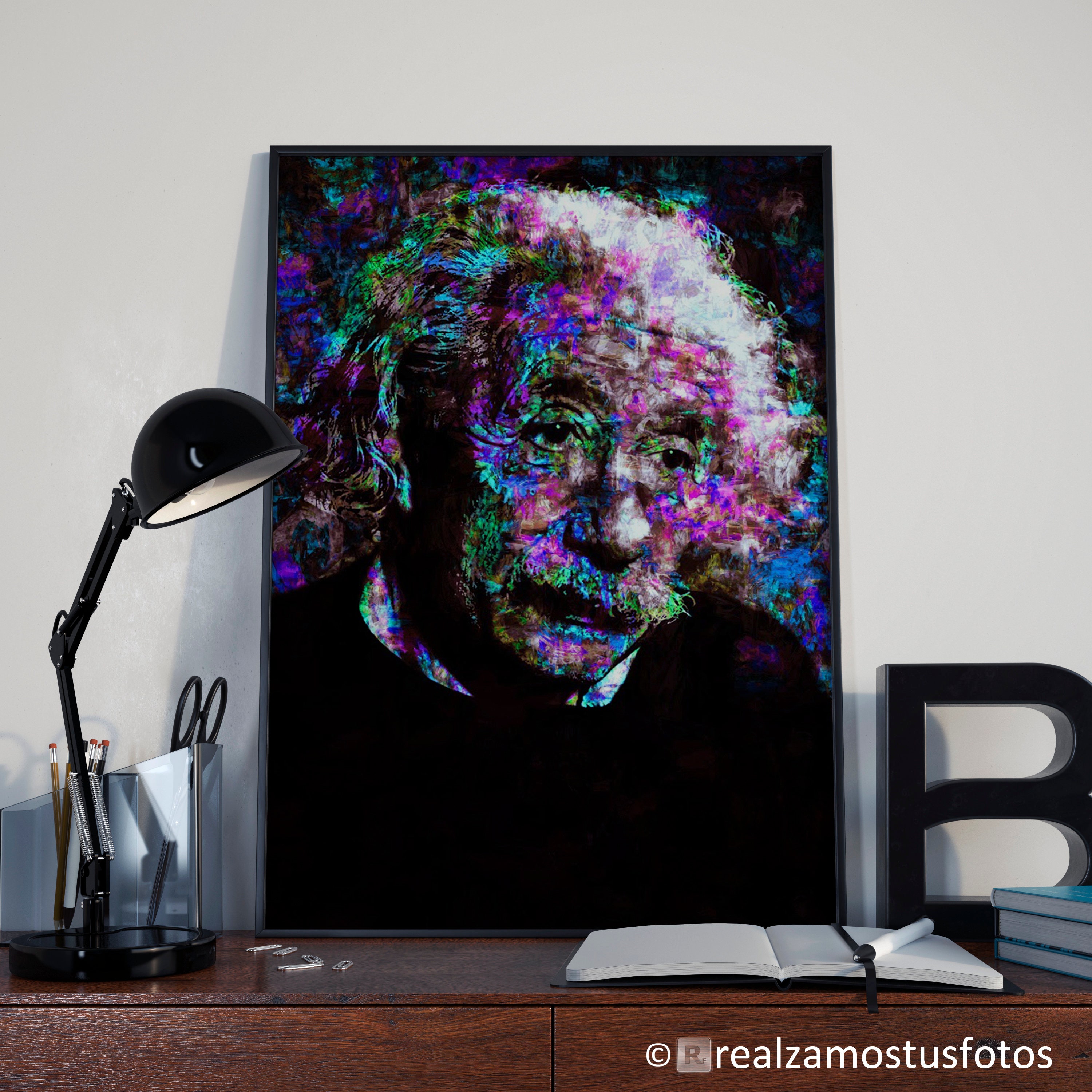 Albert Einstein Color Photo Print Watercolor Effect Einstein - Etsy