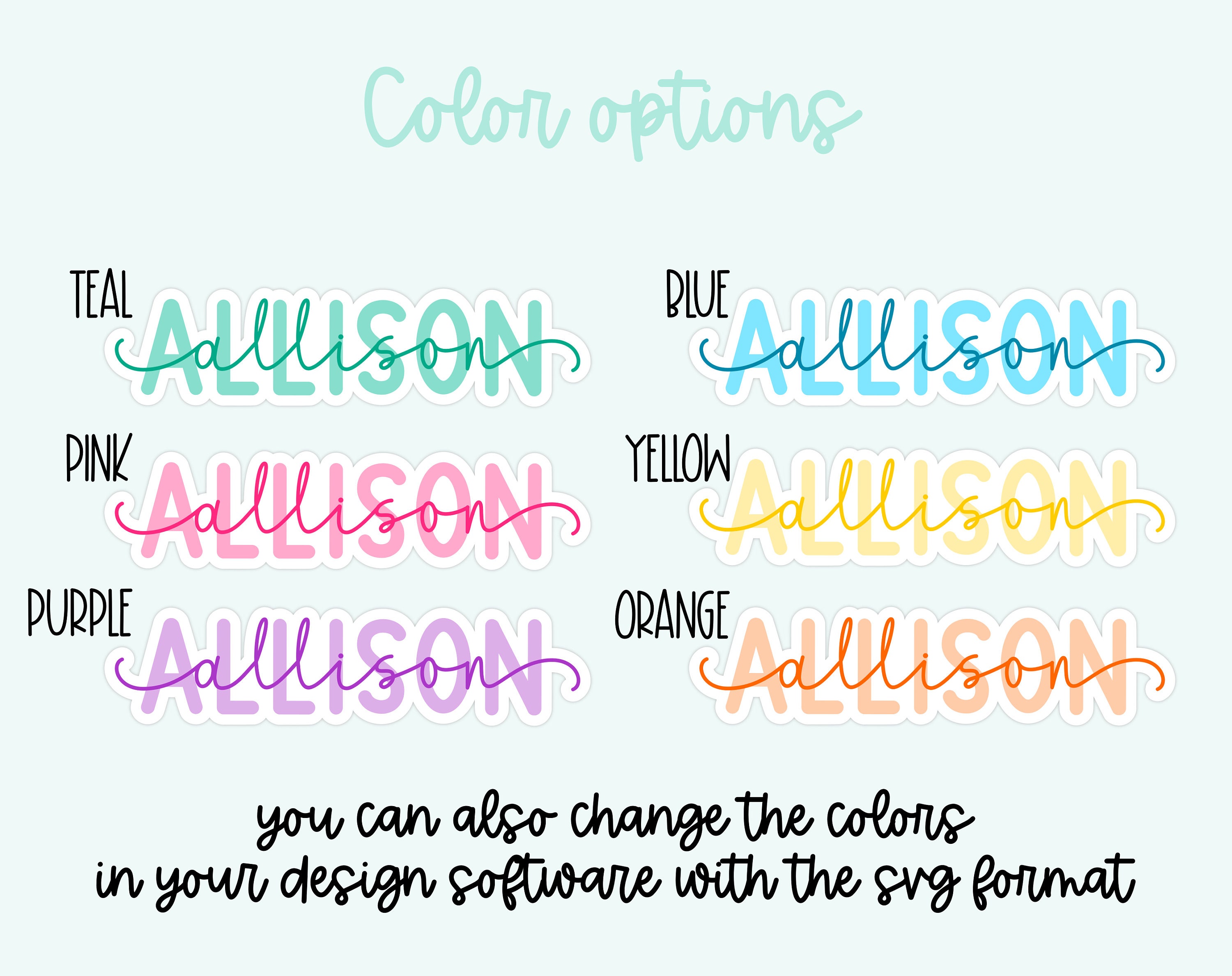 SVG & PNG Cut File Custom Name Digital Sticker Printable - Etsy