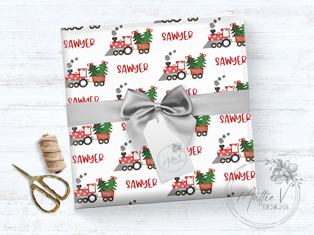 Christmas Train Gift Wrap | Personalized Wrapping Paper | Christmas ...