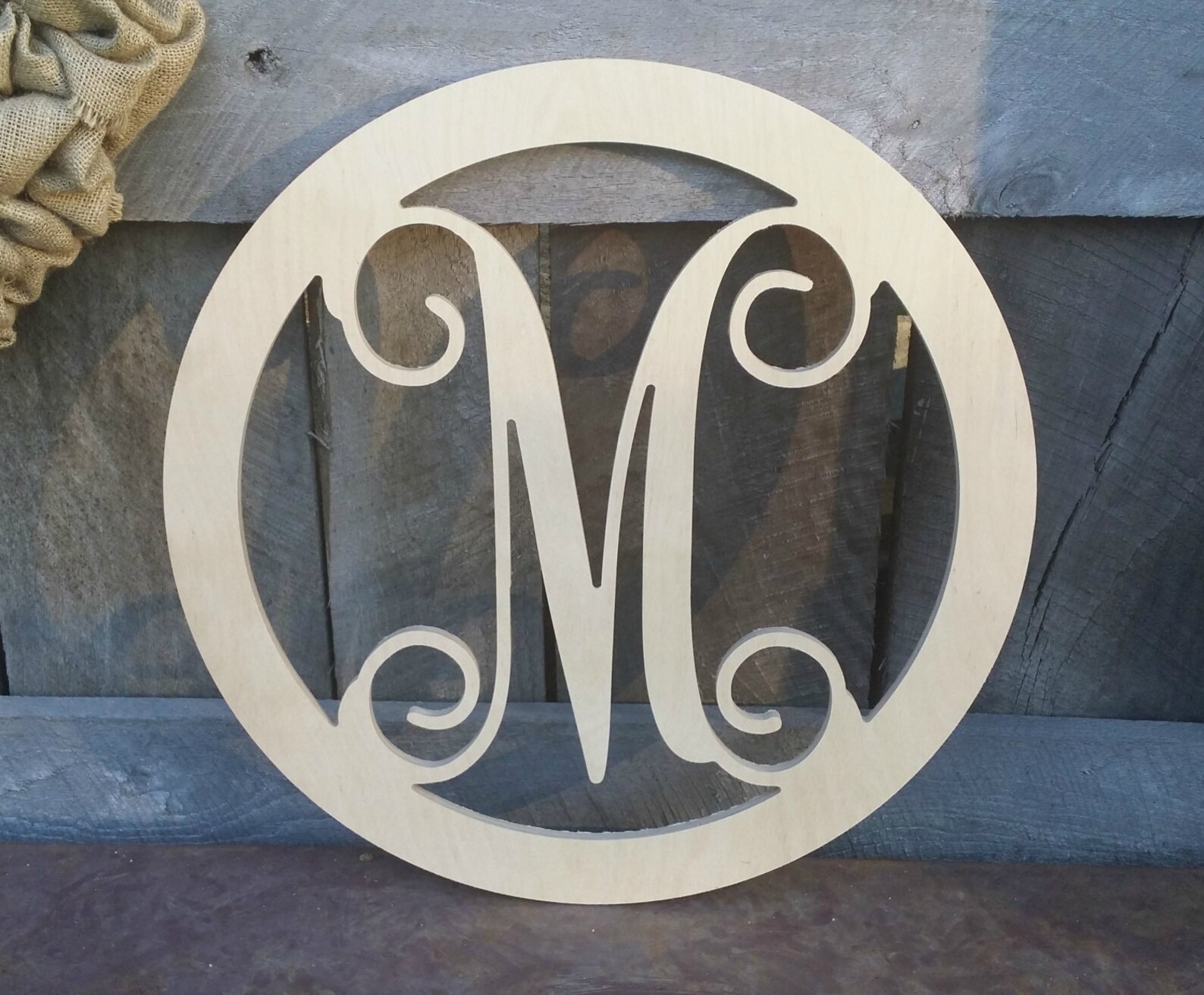 FREE SHIPPING Wooden Monogram Unfinished Vine Script | Etsy