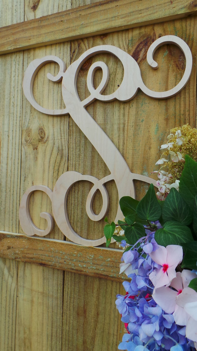 24 Unfinished Wooden Letter Single Letter Vine Script - Etsy