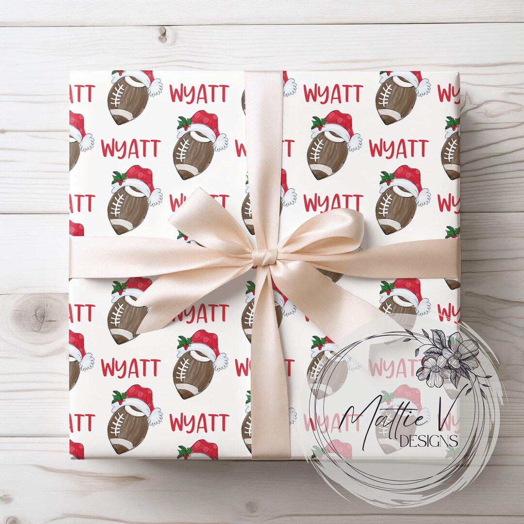 Football Santa Wrapping Paper | Personalized Sports Wrapping Paper ...