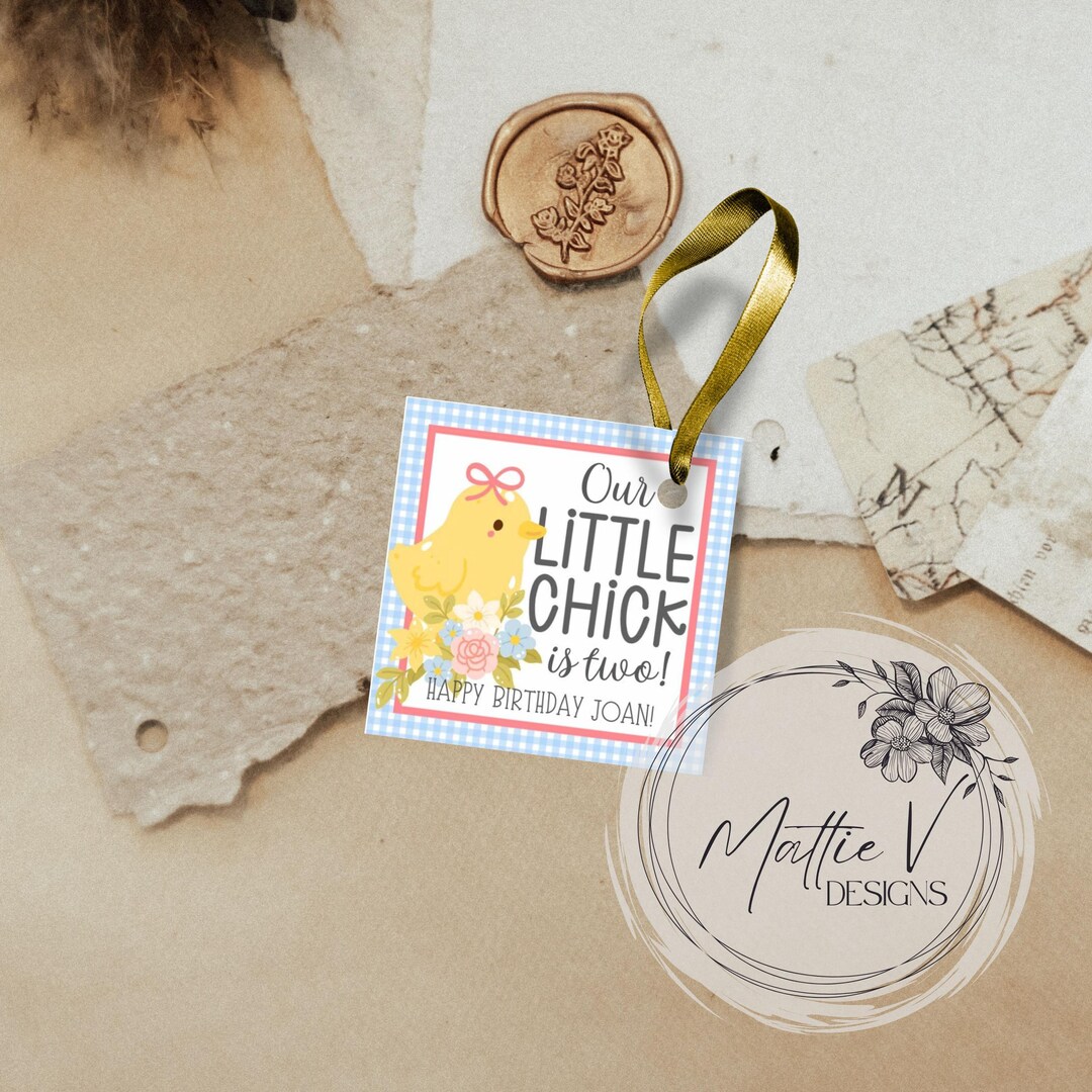 Little Chick Gift Tag | Printable Birthday Party Tag | Chicken Theme ...