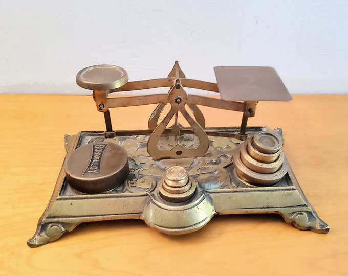Antique Brass Postal Scale, Cast Metal Scale, Small Scale, Brass ...