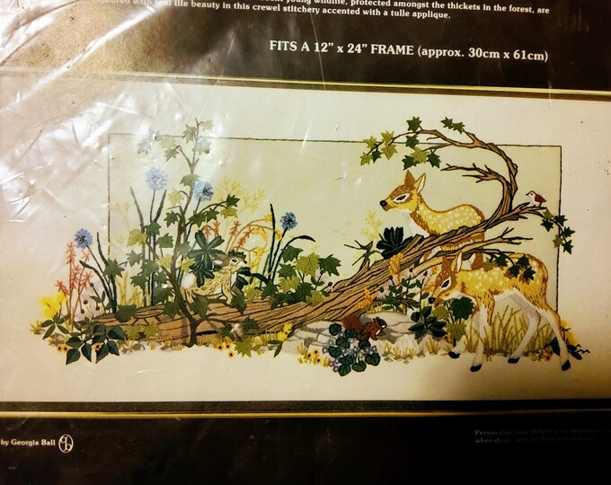 Forest Friends KIT, Vintage Crewel KIT, Paragon Stitchery, 12 X 20 Inch ...