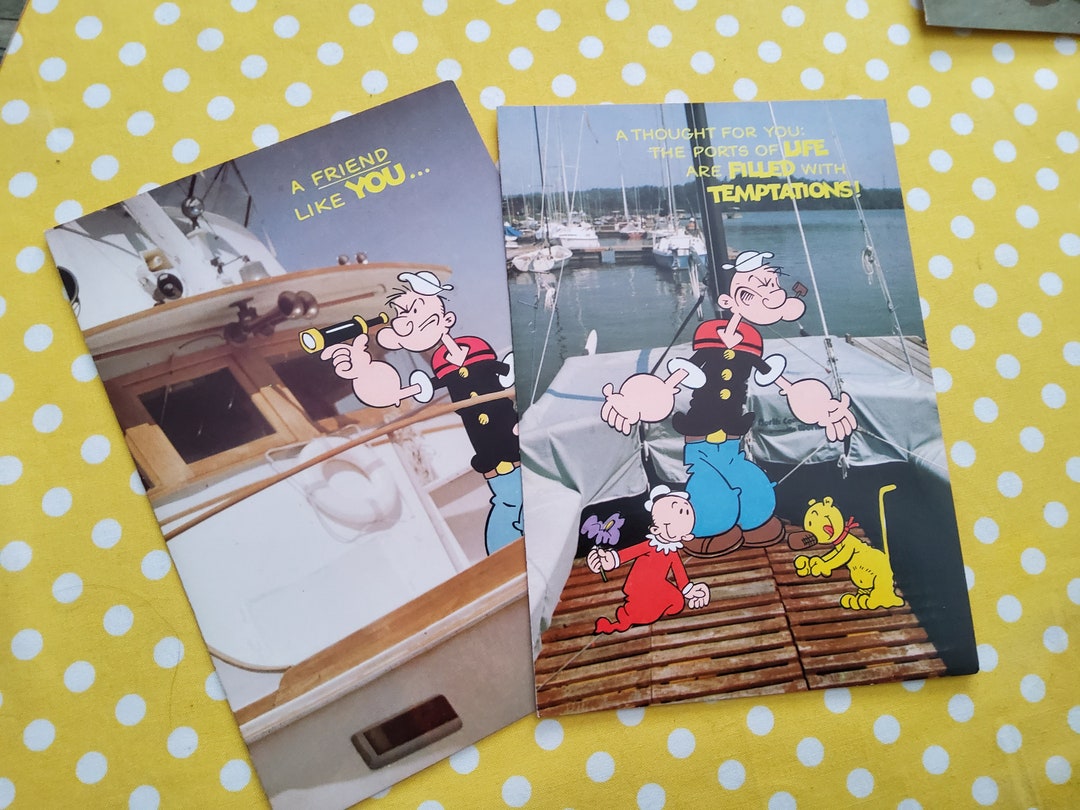 10 Vintage Popeye Cards, 1980, Gibson Cards, Popeye and Olive Oil, Greeting Cards, Friend Card ...