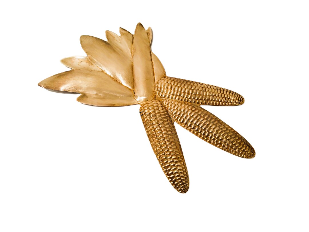 Vintage Solid Brass Corn Wall Hanging, Kitchen Decor, Brass Decor, Made ...