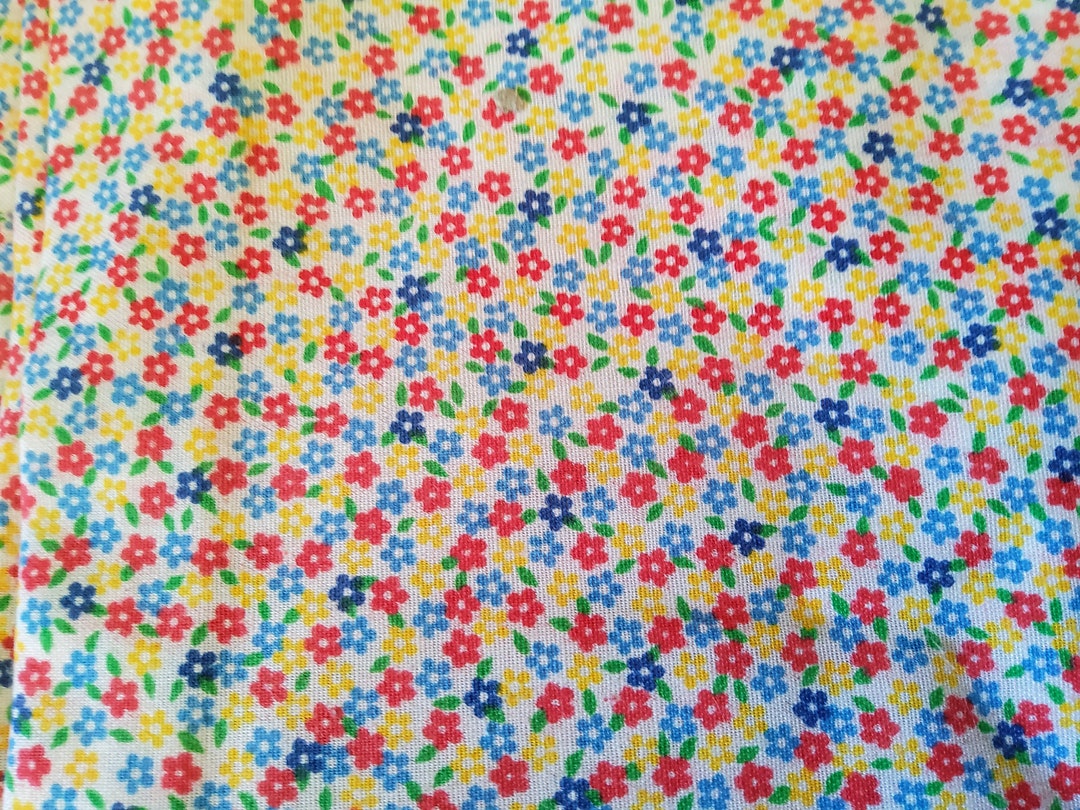 3 Yards Retro Fabric, Flower Power Fabric, Yellow Fabric, Yellow and ...