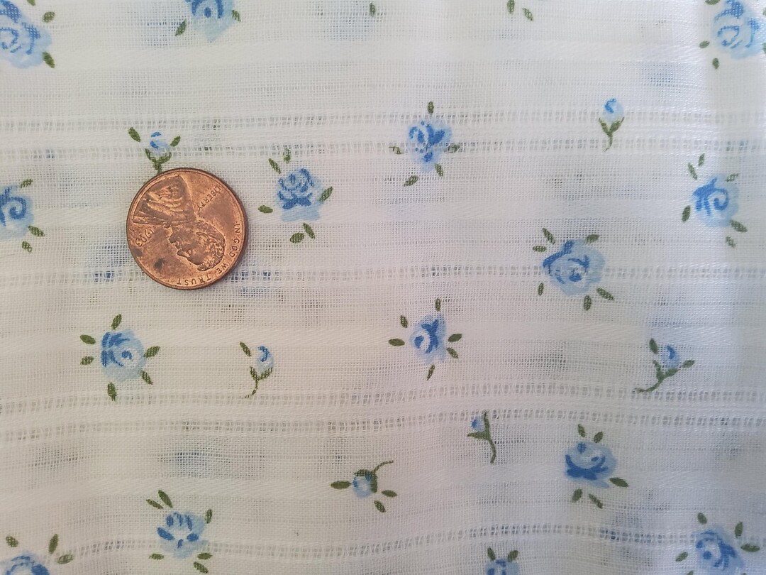 4 Yards Blue Fabric, Flower Fabric, Sheer Fabric, Semi Sheer Fabric ...