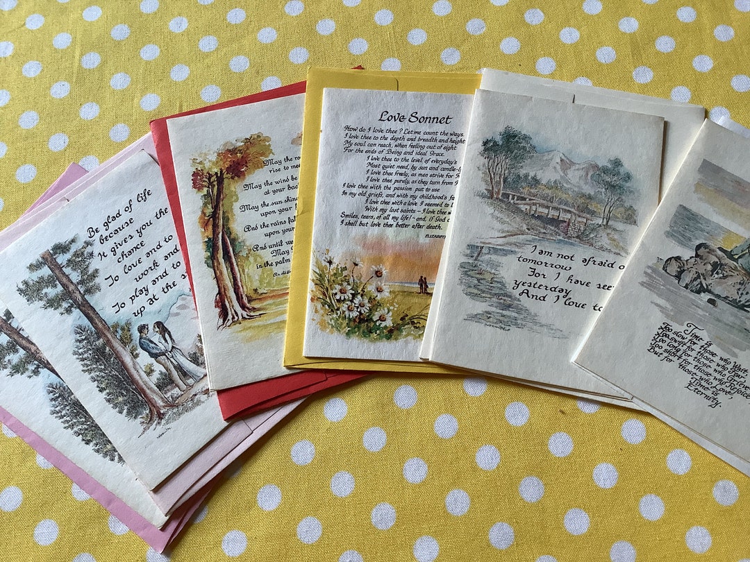 6 Vintage Greeting Cards, Poetry Cards, Blank Card, 1970's Cards ...