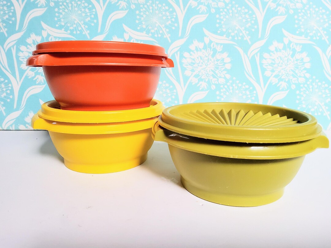 Tupperware Servalier Bowls, Set of 3 With Lids, Orange Tupperware ...
