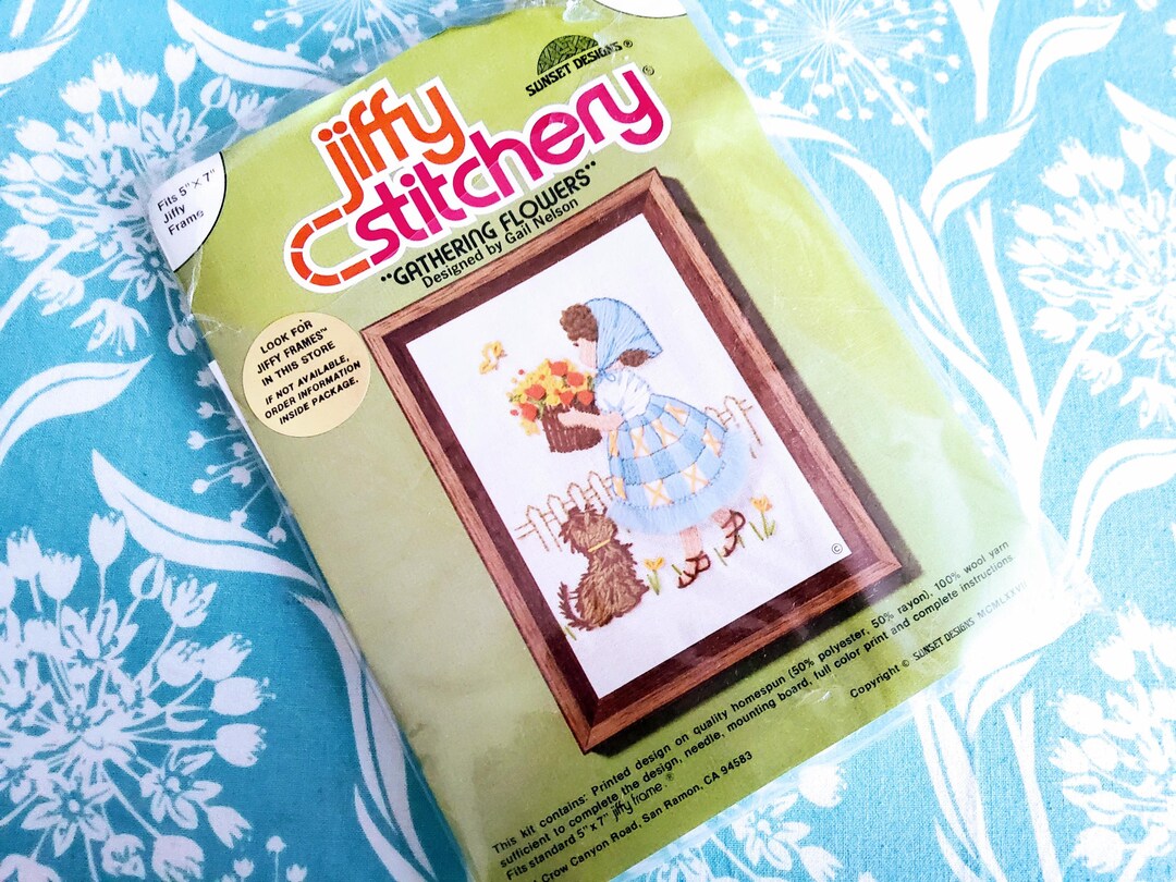 Jiffy Stitchery Crewel KIT, Gathering Flowers, 5 X 7 Crewel Kit, Gail ...