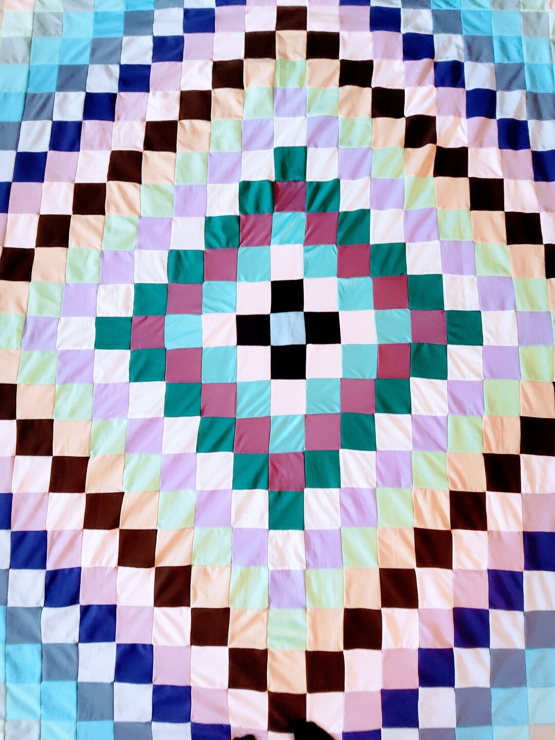 Twin Quilt Top, Blue Quilt, Purple Quilt, Pastel Quilt, Double Knit ...