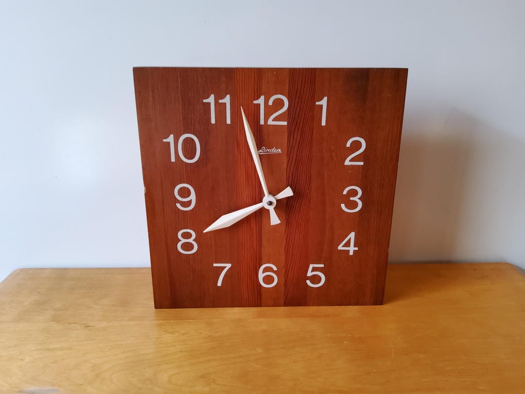 Vintage Seth Thomas Clock, Butcher Block, Wall Clock, Quartz Movement ...