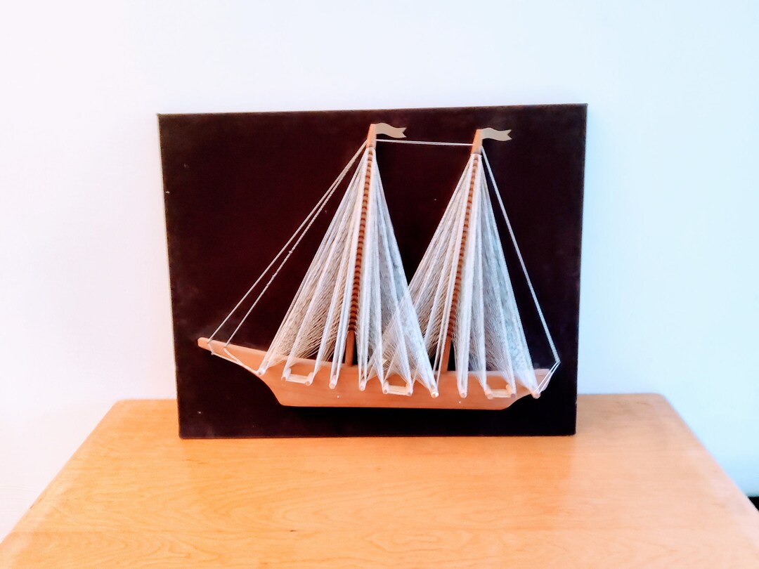 Vintage String Art Boat String Art Sailboat Wall Art Wall Etsy